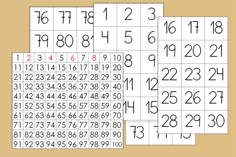 Tarjetas para el Tablero del 100 – Creciendo Con Montessori